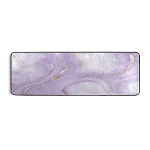 Kigai Purple Marble Ripple Runner Rug - 24"x72" Ultra Soft Non-Slip Floor Mat Washable Area Rugs for Kitchen Bathroom Entry Home Decor