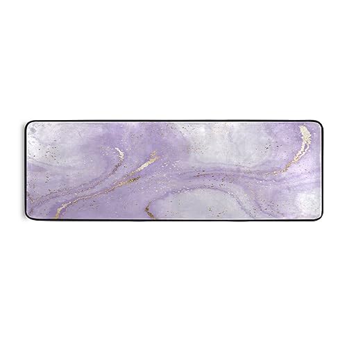 Kigai Purple Marble Ripple Runner Rug - 24"x72" Ultra Soft Non-Slip Floor Mat Washable Area Rugs for Kitchen Bathroom Entry Home Decor