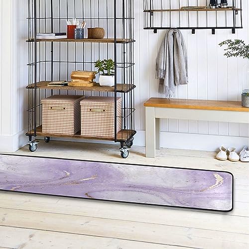 Kigai Purple Marble Ripple Runner Rug - 24"x72" Ultra Soft Non-Slip Floor Mat Washable Area Rugs for Kitchen Bathroom Entry Home Decor