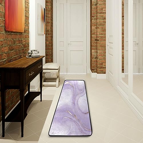 Kigai Purple Marble Ripple Runner Rug - 24"x72" Ultra Soft Non-Slip Floor Mat Washable Area Rugs for Kitchen Bathroom Entry Home Decor