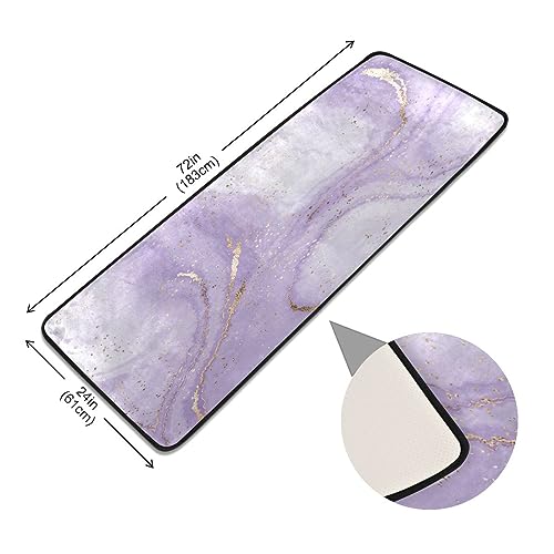 Kigai Purple Marble Ripple Runner Rug - 24"x72" Ultra Soft Non-Slip Floor Mat Washable Area Rugs for Kitchen Bathroom Entry Home Decor