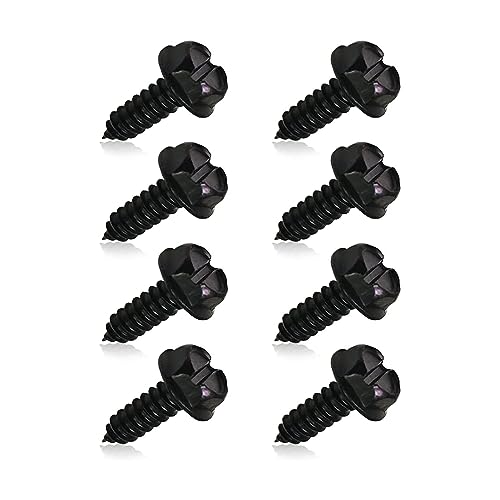 GKmow 8 PCS US Standard License Plate Frame Accessories Screw, 304 Stainless Steel Screw Buckle Matching, Suitable for Most Cars, Trucks, SUVs, Vans, RVs and Motorcycles (Black)