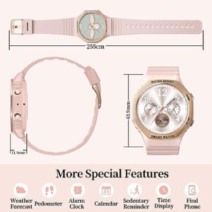 1.32”Smart Watch for Women (Answer/Make Call), 100+Sports Modes Smartwatches with Heart Rate/SpO2/BP/Menstrual Cycle/Sleep Monitor, Step Calorie Counter Fitness Tracker IP67 iOS Android Gift Pink