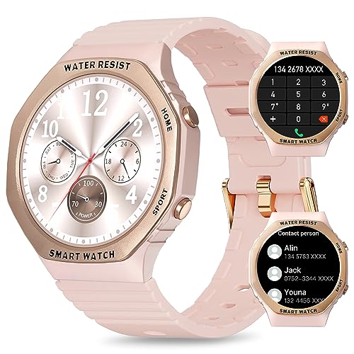 1.32”Smart Watch for Women (Answer/Make Call), 100+Sports Modes Smartwatches with Heart Rate/SpO2/BP/Menstrual Cycle/Sleep Monitor, Step Calorie Counter Fitness Tracker IP67 iOS Android Gift Pink