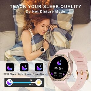 1.32”Smart Watch for Women (Answer/Make Call), 100+Sports Modes Smartwatches with Heart Rate/SpO2/BP/Menstrual Cycle/Sleep Monitor, Step Calorie Counter Fitness Tracker IP67 iOS Android Gift Pink