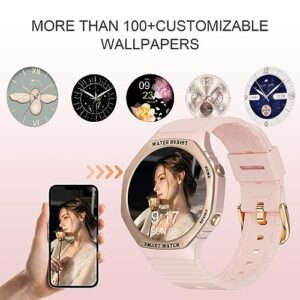 1.32”Smart Watch for Women (Answer/Make Call), 100+Sports Modes Smartwatches with Heart Rate/SpO2/BP/Menstrual Cycle/Sleep Monitor, Step Calorie Counter Fitness Tracker IP67 iOS Android Gift Pink