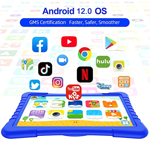 Kids Tablet, 10 inch Tablet for Kids Android 12 Tablet 2GB 64GB Toddler Tablet with 8000mAh Battery, WiFi, Bluetooth, Dual Camera, Parental Control, Google Play, Netflix, YouTube(Dark Blue)