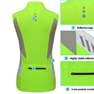 Little Donkey Andy Women's Bike Vests Sleeveless Cycling Jerseys Shirts Breathable 4 Rear Pockets Fluorescent Yellow M