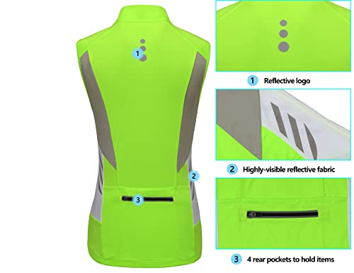 Little Donkey Andy Women's Bike Vests Sleeveless Cycling Jerseys Shirts Breathable 4 Rear Pockets Fluorescent Yellow M