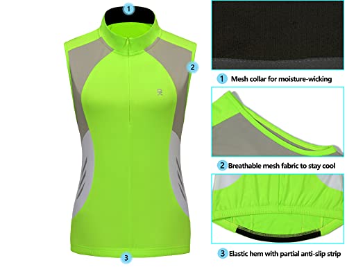 Little Donkey Andy Women's Bike Vests Sleeveless Cycling Jerseys Shirts Breathable 4 Rear Pockets Fluorescent Yellow M