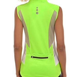 Little Donkey Andy Women's Bike Vests Sleeveless Cycling Jerseys Shirts Breathable 4 Rear Pockets Fluorescent Yellow M