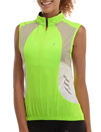 Little Donkey Andy Women's Bike Vests Sleeveless Cycling Jerseys Shirts Breathable 4 Rear Pockets Fluorescent Yellow M