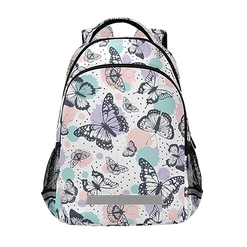 JHKKU Tie Dye Butterfly Backpack for Girls Boys School Bags Teen Personalized Bookbag, Lightweight Laptop Bag Travel Backpacks