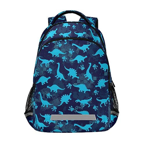 JHKKU Blue Cartoon Dinosaur Backpack for Girls Boys School Bags Teen Personalized Bookbag, Lightweight Laptop Bag Travel Backpacks