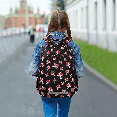 JHKKU Mushroom Print Backpack for Girls Boys School Bags Teen Personalized Bookbag, Lightweight Laptop Bag Travel Backpacks