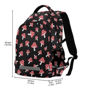 JHKKU Mushroom Print Backpack for Girls Boys School Bags Teen Personalized Bookbag, Lightweight Laptop Bag Travel Backpacks