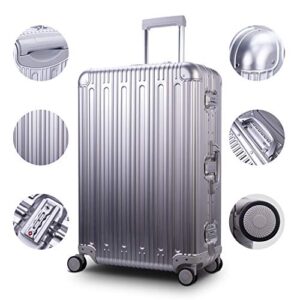 TRAVELKING All Aluminum Luggage Carry On Spinner Hard Shell Suitcase Lightweight Metal Suitcases 20“ & 28 Inch Luggage Set