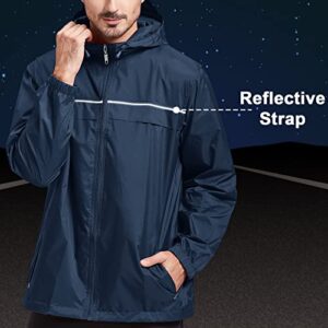 SWISSWELL Mens Waterproof Hooded Coat Rain Jacket, Breathable Running Windbreaker Outdoor for Hiking Travel