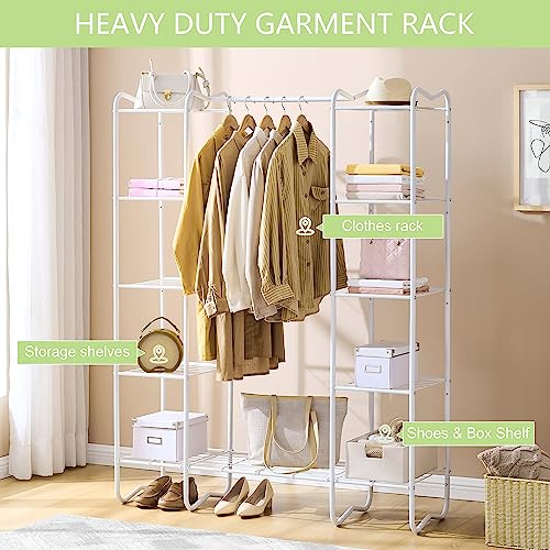 Gewudraw Metal Garment Rack on Wheels and Portable Closet Wardrobe Rack