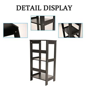 Bookshelf Organizer 3 Tier, Black Bookcase 2 Shelf, End Table Side Table with Storage Rack Nightstand for Livingroom Home Office Kitchen