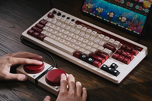 8BitDo Retro Mechanical Keyboard, Bluetooth/2.4G/USB-C Hot Swappable Gaming Keyboard with 87 Keys, Dual Super Programmable Buttons for Windows and Android - Fami Edition