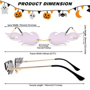 Rimless Fire Flame Sunglasses for Women Trendy Party Halloween Sun Glasses Fire Shape Shades(A1-King Kong Barbie Powder)