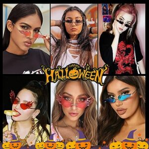 Rimless Fire Flame Sunglasses for Women Trendy Party Halloween Sun Glasses Fire Shape Shades(A1-King Kong Barbie Powder)