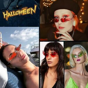 Rimless Fire Flame Sunglasses for Women Trendy Party Halloween Sun Glasses Fire Shape Shades(A1-King Kong Barbie Powder)