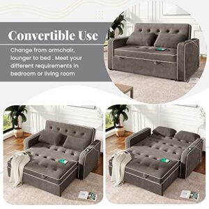 ERYE 3-in-1 Upholstered Futon Sofa Loveseat Convertible Sleeper Couch Bed,2-Seaters Sofa & Couch Soft Cushions Love Seat Daybed for Small Space Living Room Sets