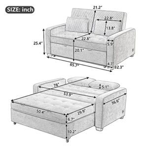 ERYE 3-in-1 Upholstered Futon Sofa Loveseat Convertible Sleeper Couch Bed,2-Seaters Sofa & Couch Soft Cushions Love Seat Daybed for Small Space Living Room Sets