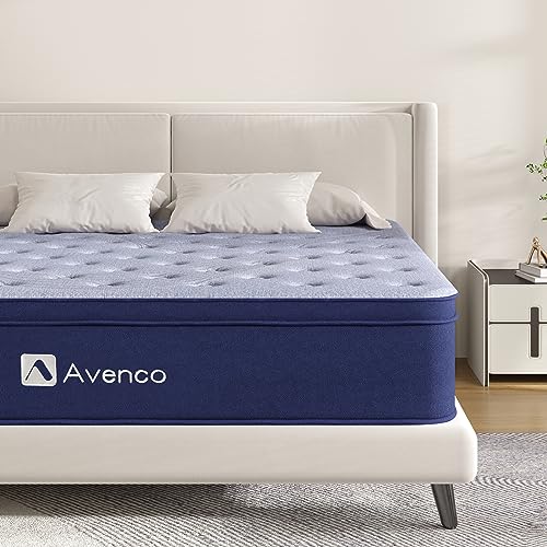 Avenco Cal King Mattress, 12 Inch Hybrid Cal King Mattress in a Box for Pressure Relief & Sound Sleep, Individually Wrapped Pocket Coils Innerspring Mattress for Motion Isolation, Medium Firm Mattress