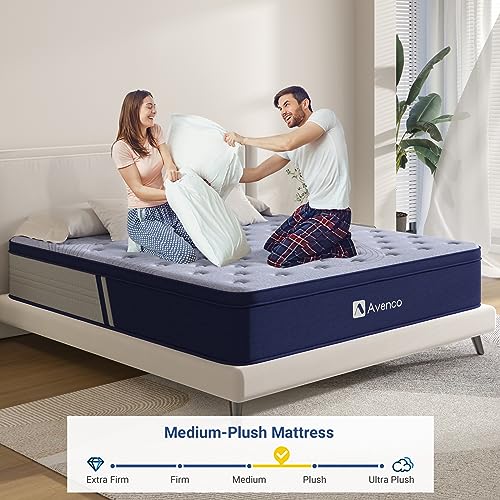 Avenco Twin XL Size Mattress, 10 Inch Hybrid Twin XL Mattress in a Box for Pressure Relief & Sound Sleep, Individually Wrapped Pocket Coils Innerspring Mattress for Motion Isolation, Medium Firm