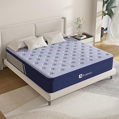 Avenco Twin XL Size Mattress, 10 Inch Hybrid Twin XL Mattress in a Box for Pressure Relief & Sound Sleep, Individually Wrapped Pocket Coils Innerspring Mattress for Motion Isolation, Medium Firm