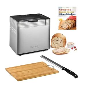 cuisinart cbk-210,16 menu programs 2 pound capacity bread maker bundle with baking classics book, bamboo cutting board, and bread knife (4 items)