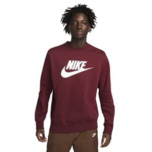 nike nsw club fleece crew (large, dark beetroot)