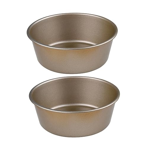 Yardwe 2pcs Burger Mold Pizza Bread Baking Molds Cake Pan Set Round Canning Set Chocolate Chip Muffins Stainless Steel Saucepan Reusable Mold Cake Mould Meatloaf Mold Golden Carbon Steel