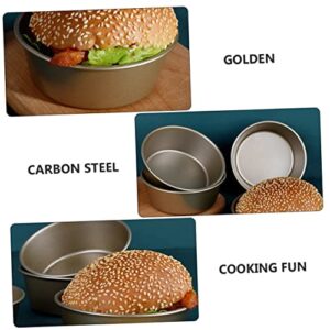 Yardwe 2pcs Burger Mold Pizza Bread Baking Molds Cake Pan Set Round Canning Set Chocolate Chip Muffins Stainless Steel Saucepan Reusable Mold Cake Mould Meatloaf Mold Golden Carbon Steel