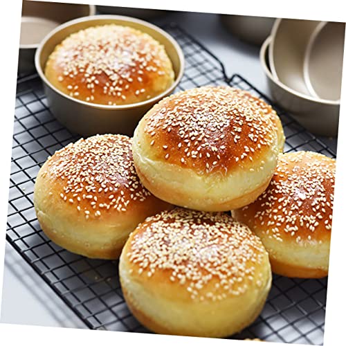 Yardwe 2pcs Burger Mold Pizza Bread Baking Molds Cake Pan Set Round Canning Set Chocolate Chip Muffins Stainless Steel Saucepan Reusable Mold Cake Mould Meatloaf Mold Golden Carbon Steel