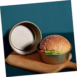 Yardwe 2pcs Burger Mold Pizza Bread Baking Molds Cake Pan Set Round Canning Set Chocolate Chip Muffins Stainless Steel Saucepan Reusable Mold Cake Mould Meatloaf Mold Golden Carbon Steel