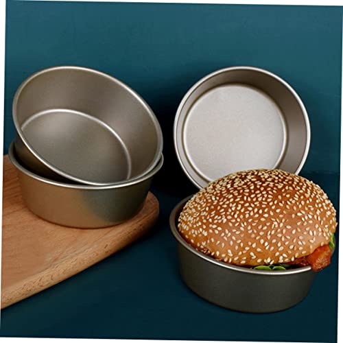 Yardwe 2pcs Burger Mold Pizza Bread Baking Molds Cake Pan Set Round Canning Set Chocolate Chip Muffins Stainless Steel Saucepan Reusable Mold Cake Mould Meatloaf Mold Golden Carbon Steel