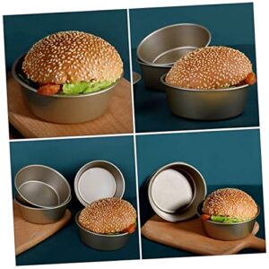 Yardwe 2pcs Burger Mold Pizza Bread Baking Molds Cake Pan Set Round Canning Set Chocolate Chip Muffins Stainless Steel Saucepan Reusable Mold Cake Mould Meatloaf Mold Golden Carbon Steel