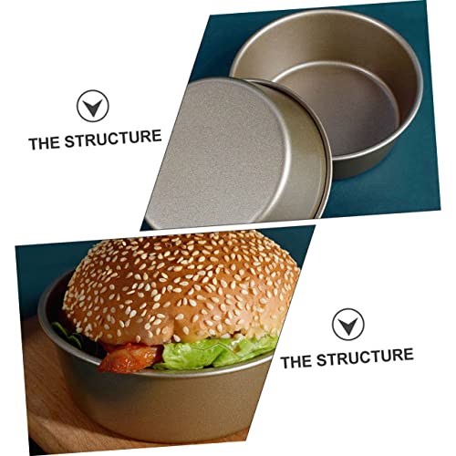 Yardwe 2pcs Burger Mold Pizza Bread Baking Molds Cake Pan Set Round Canning Set Chocolate Chip Muffins Stainless Steel Saucepan Reusable Mold Cake Mould Meatloaf Mold Golden Carbon Steel