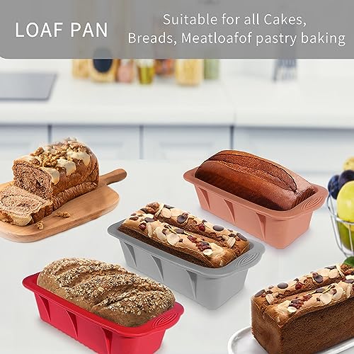 UOUYOO 3 Pack Bread pan loaf pan silicone molds for baking silicone bread loaf pan for Homemade Cakes, Breads, Meatloaf and quiche omelets