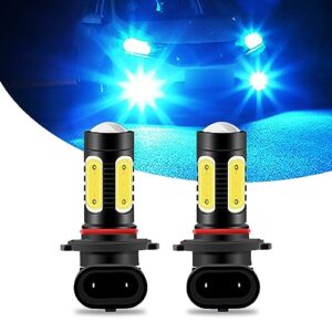 jawmoy 2 pcs car led front fog lights, 9005 ultra-clear high-light light replace bulbs, 7.5w cob 6000k headlights, universal for most cars (blue)