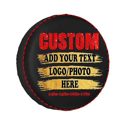 Custom Tire Cover Personalized Jeep Spare Tire Cover Add Your Own Photo Text Logo Customized Waterproof Dust-Proof Universal Wheel Cover Protectors for Multi Cars SUV RV Trailer Trucks (15 Inch)