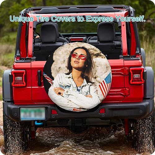 Custom Tire Cover Personalized Jeep Spare Tire Cover Add Your Own Photo Text Logo Customized Waterproof Dust-Proof Universal Wheel Cover Protectors for Multi Cars SUV RV Trailer Trucks (15 Inch)