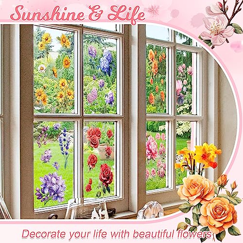 Loozykit 9 Sheets Rub on Transfers for Crafts Furniture Sunflower Flowers Floral Leaf Furniture Rub on Transfer Stickers Decals for DIY Crafts Wood Paper Furniture (Flower)