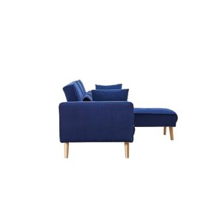 Goohome 104.50" L Shape Sectional Sofa, Mid-Century Velvet Upholstered Convertible Sleeper Sofá Bed W/Chaise Lounge, Removable Armrests,Split Back Folding Futon Couches for Living Room, F-Blue a