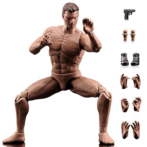 ANTSIR 6 inch Male Action Figure Body - Complex Flexible PVC Material, 17 Articulated Joints, Ideal for Cosplay and Collectibles