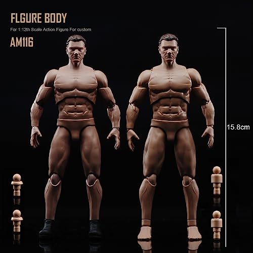 ANTSIR 6 inch Male Action Figure Body - Complex Flexible PVC Material, 17 Articulated Joints, Ideal for Cosplay and Collectibles